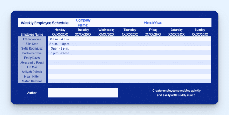 28 Free Employee Schedule Templates (Excel, Word, Sheets, & Docs)