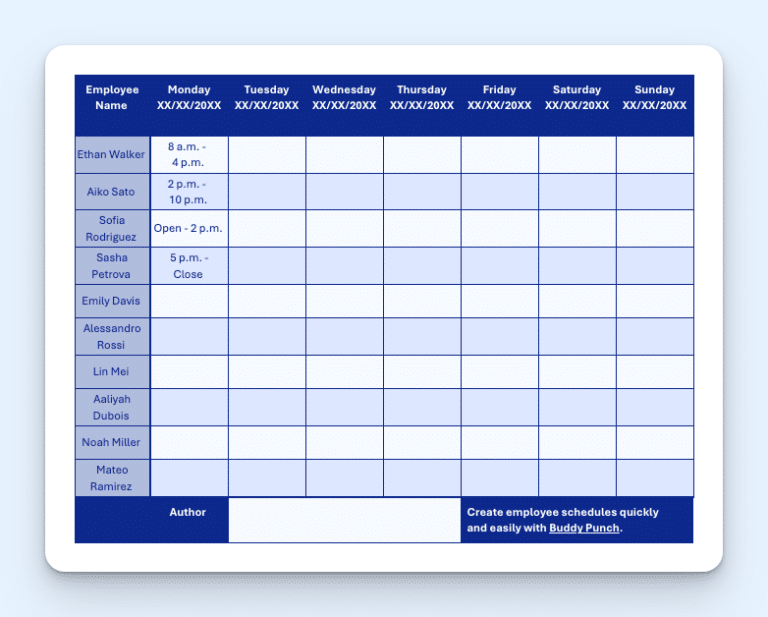 28 Free Employee Schedule Templates (Excel, Word, Sheets, & Docs)