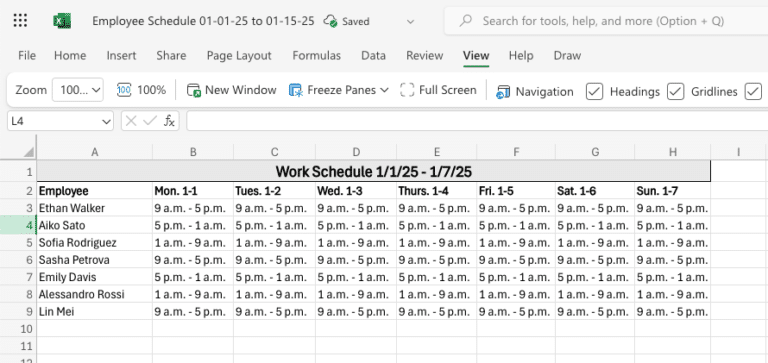 How to Make an Employee Schedule in Excel (+ Templates)