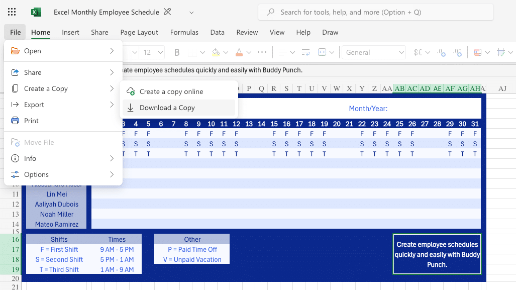 How to Make an Employee Schedule in Excel (+ Templates)