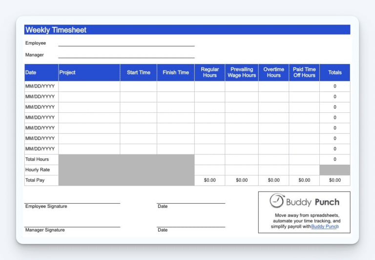 Free Construction Timesheets: Excel, PDF, Word, Docs, and Sheets