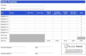 Free Construction Timesheets: Excel, PDF, Word, Docs, and Sheets