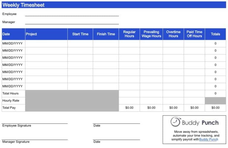 Free Construction Timesheets: Excel, PDF, Word, Docs, and Sheets
