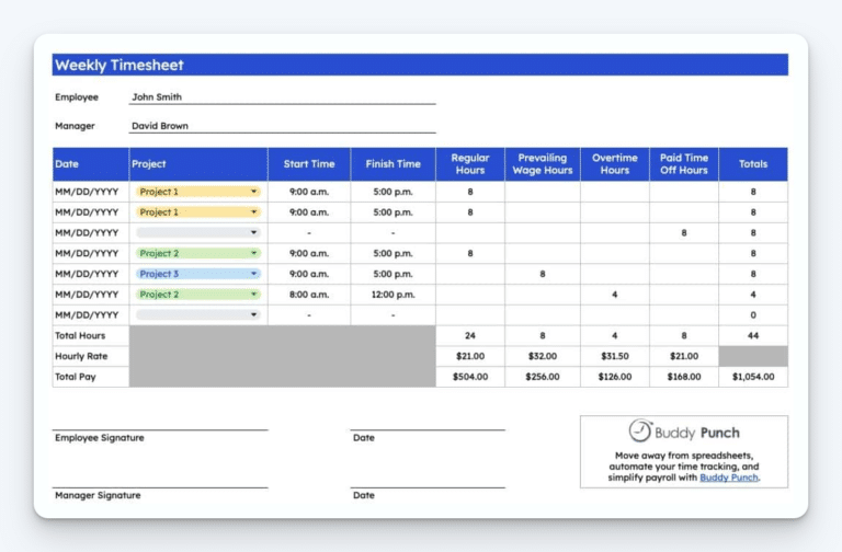 Free Construction Timesheets: Excel, PDF, Word, Docs, and Sheets
