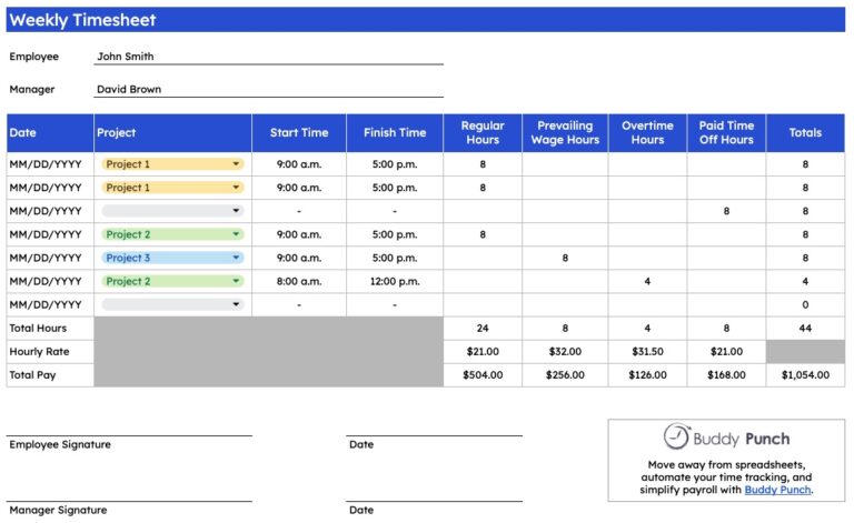 Free Construction Timesheets: Excel, PDF, Word, Docs, and Sheets