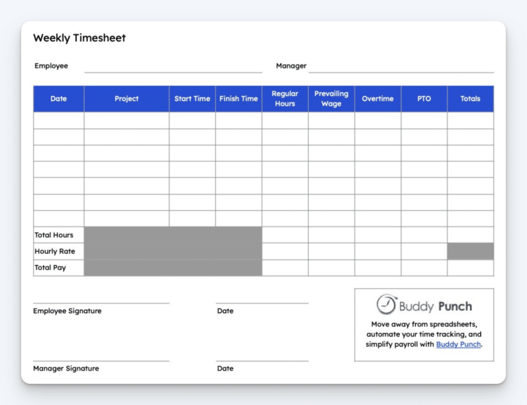 Free Construction Timesheets: Excel, PDF, Sheets, & More
