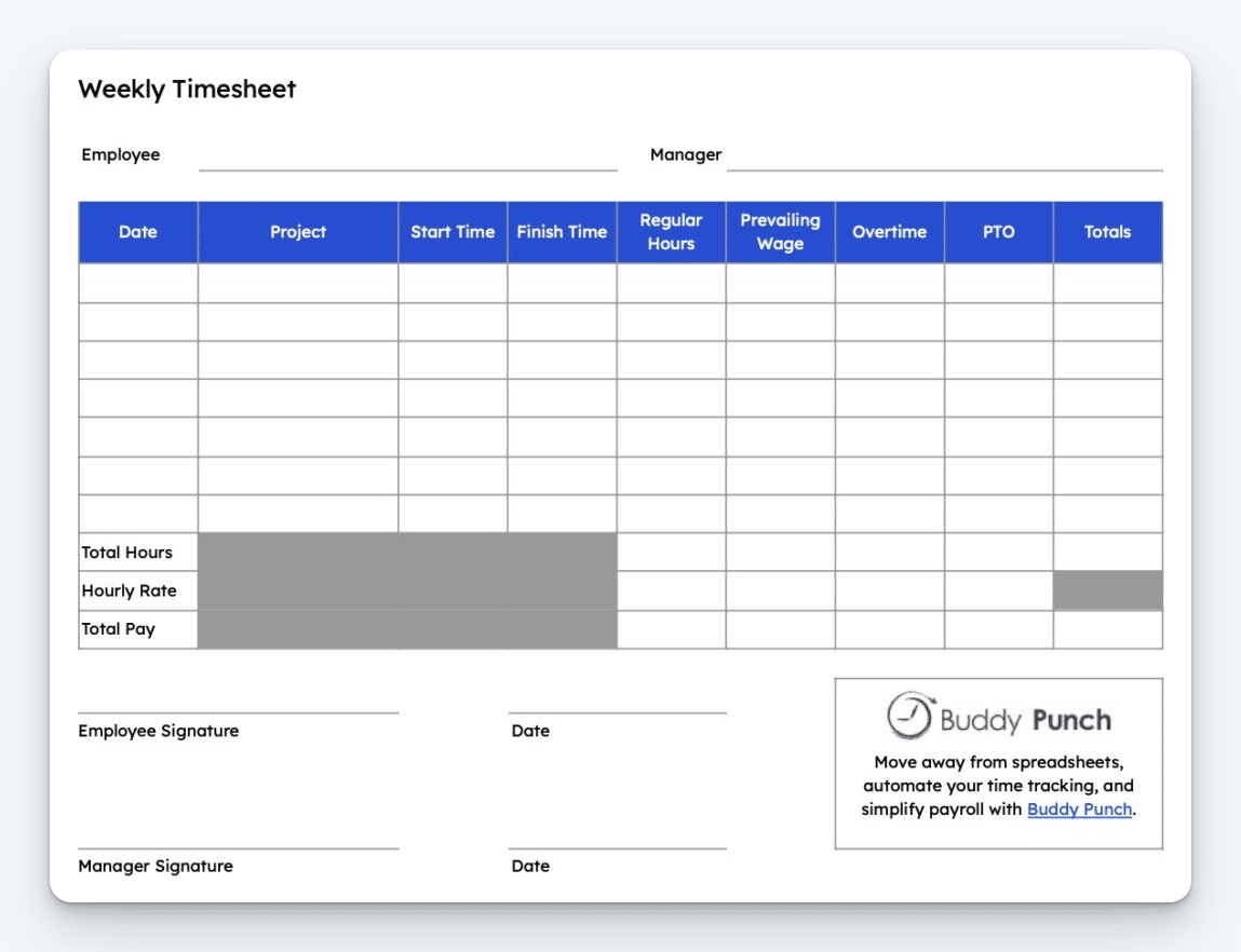 Free Construction Timesheets: Excel, PDF, Word, Docs, and Sheets