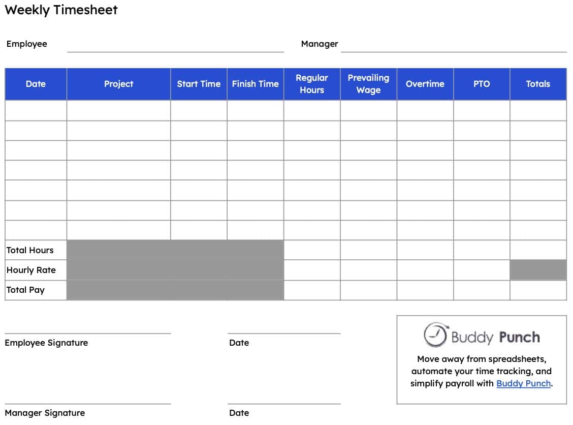 Free Construction Timesheets: Excel, PDF, Word, Docs, and Sheets